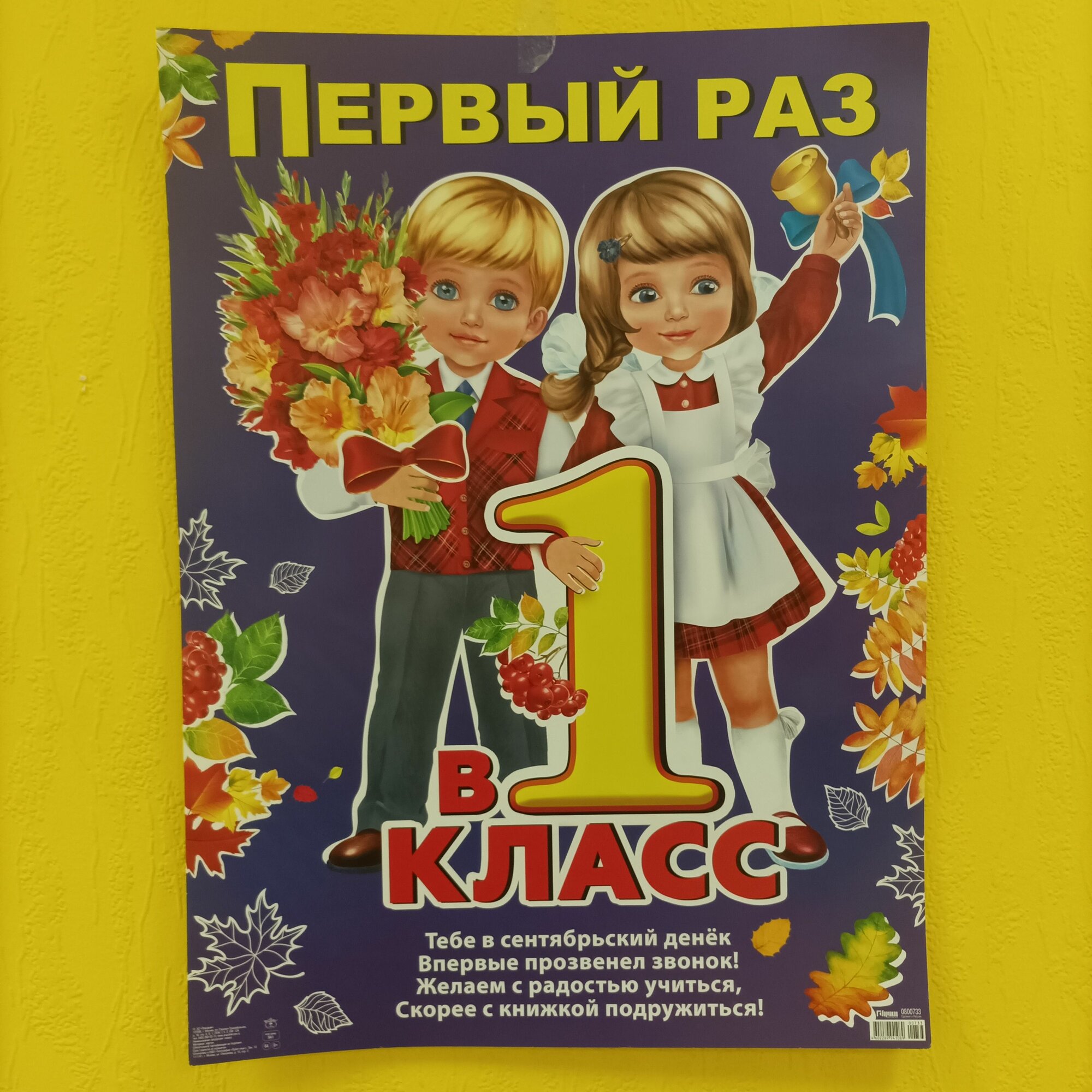 Плакат "Первый раз в 1 класс" 45*59 см Праздник