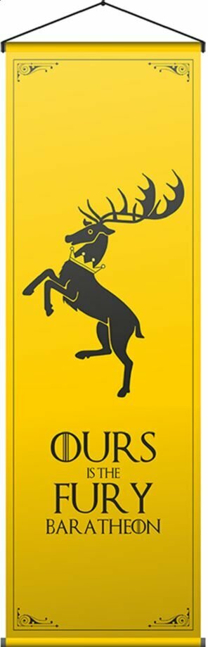 Вертикальный флаг Игр престолов из шёлка Дом Баратеонов, 50х150 см