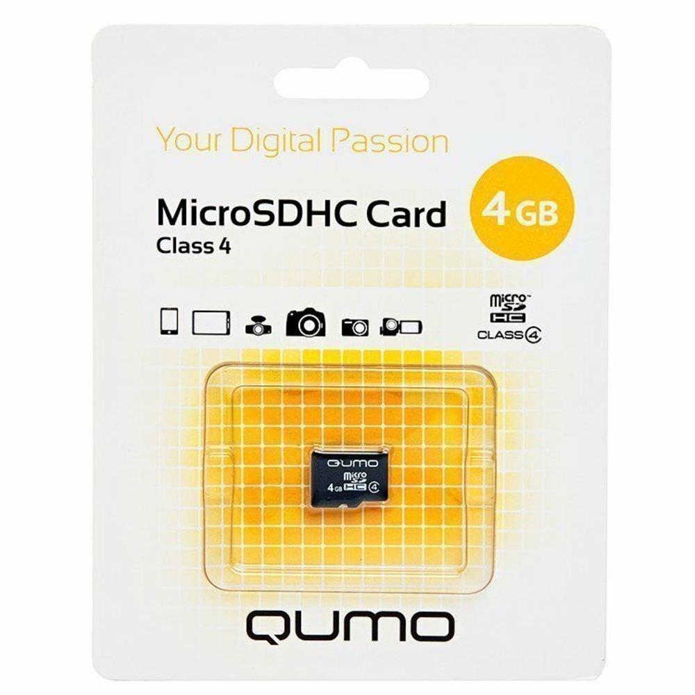 Карта памяти QUMO MicroSDHC 4GB Сlass 4 без адаптера