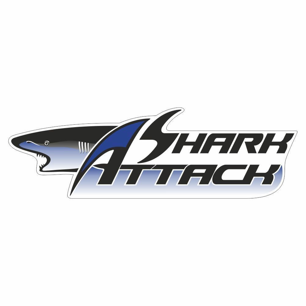 Наклейка Брызга "SHARK ATTACK" малая 160х50мм, синяя, Арт рэйсинг