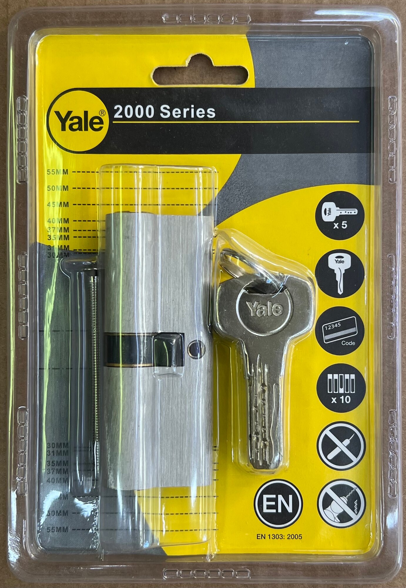 Цилиндровый механизм Yale 2000 Series (L80 40/40) никель матовый