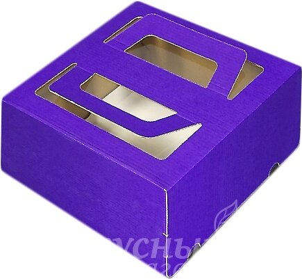 Упаковка для торта на 1 кг. 21х21х11 с окошком Фиолетовая 120 (Набор из 3 шт.)