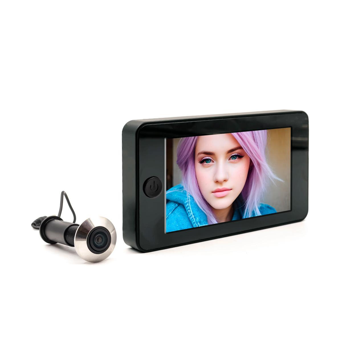 Видеоглазок в виде обычного АйХоум глаз (B) (Y13831OHI) с аккумулятором, цветной монитор 4,3 дюйма, угол обзора 160 град, толщина двери: 40 - 110 мм