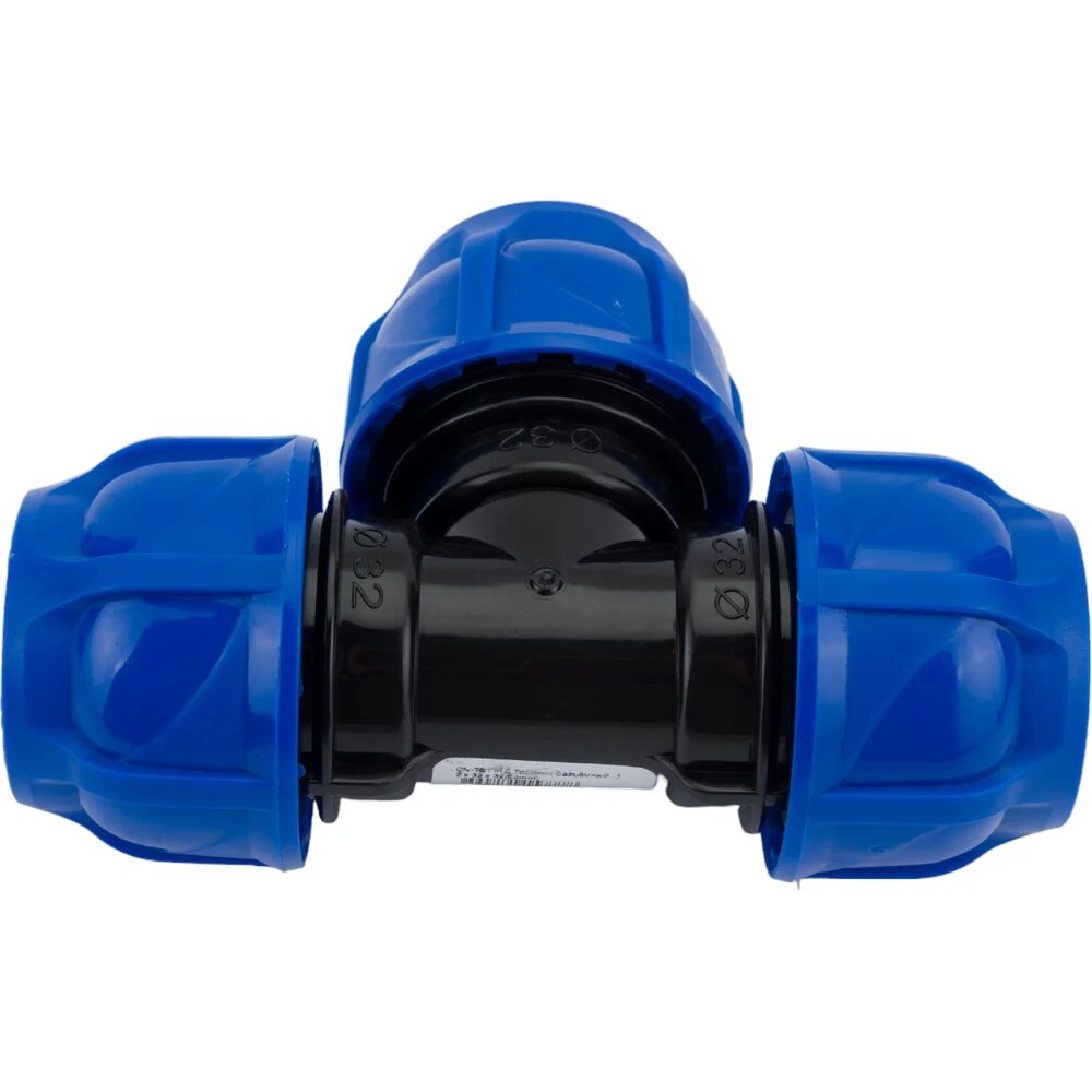 Компрессионный, TEBO, тройник TEBO ПНД 32x32x32 T-ПНД. Тр.0.32-32-32. CN, черного полипропилена, технических жидкостей