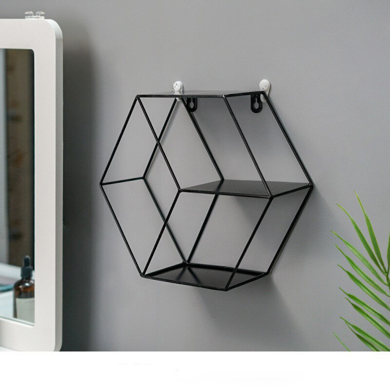 Полка настенная подвесная ромб стиль Лофт черная металл Dekoland 28,5*9,5*25,5