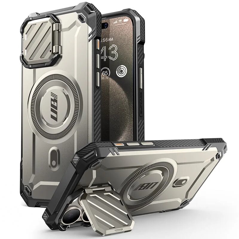 Чехол SUPCASE для iPhone 15 Pro Max, 6,7 дюйма, 2023, прочный чехол UB Mag XT для всего тела, чехол для камеры и встроенной подставкой TiGray