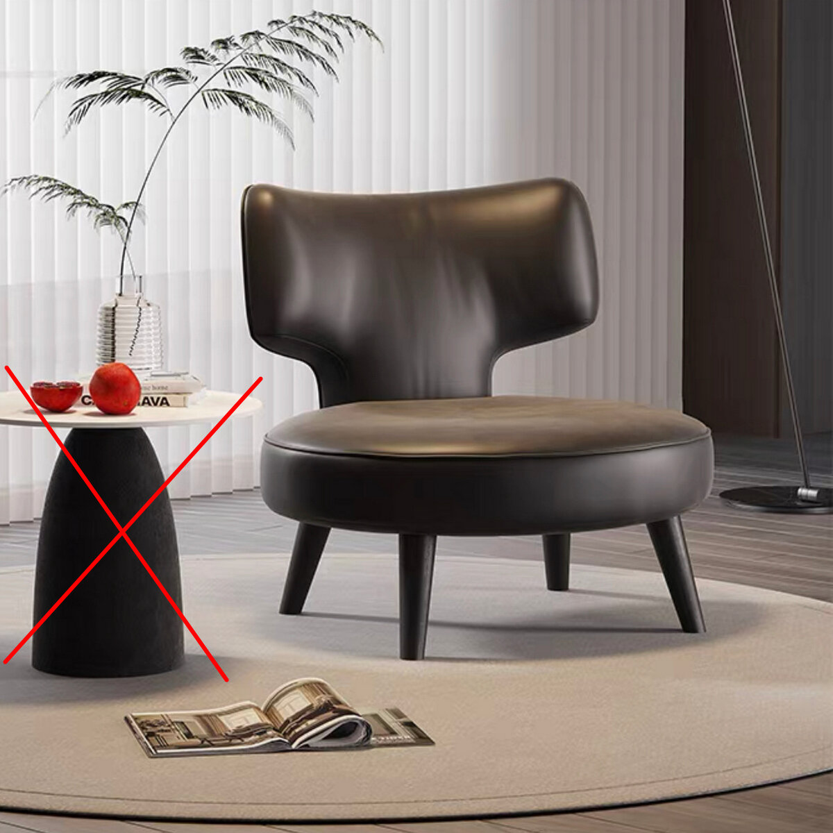 Кресло для отдыха Aidar в стиле Ваби Саби (кресло цвет черный)