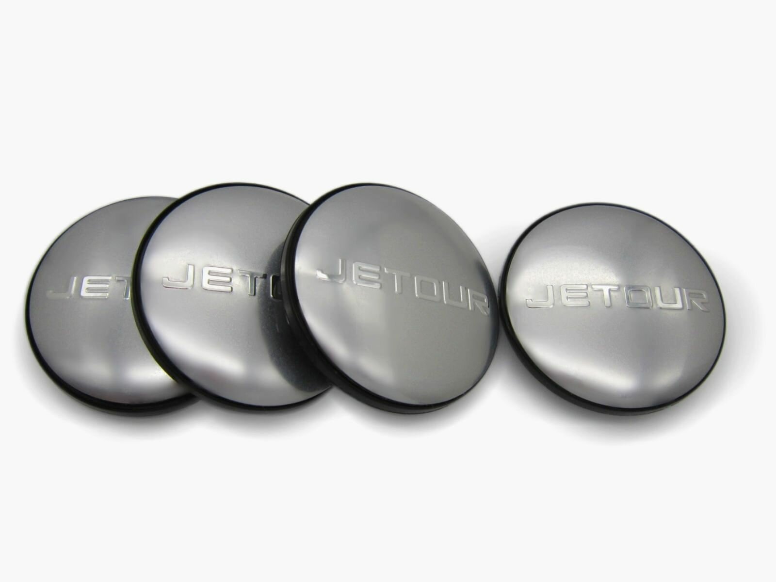 Колпачки, заглушки на литые диски КиК JETOUR silver 62/55/10, комплект 4 шт.