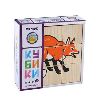 Томик Кубики Животные леса 9 шт, арт. 4444-4