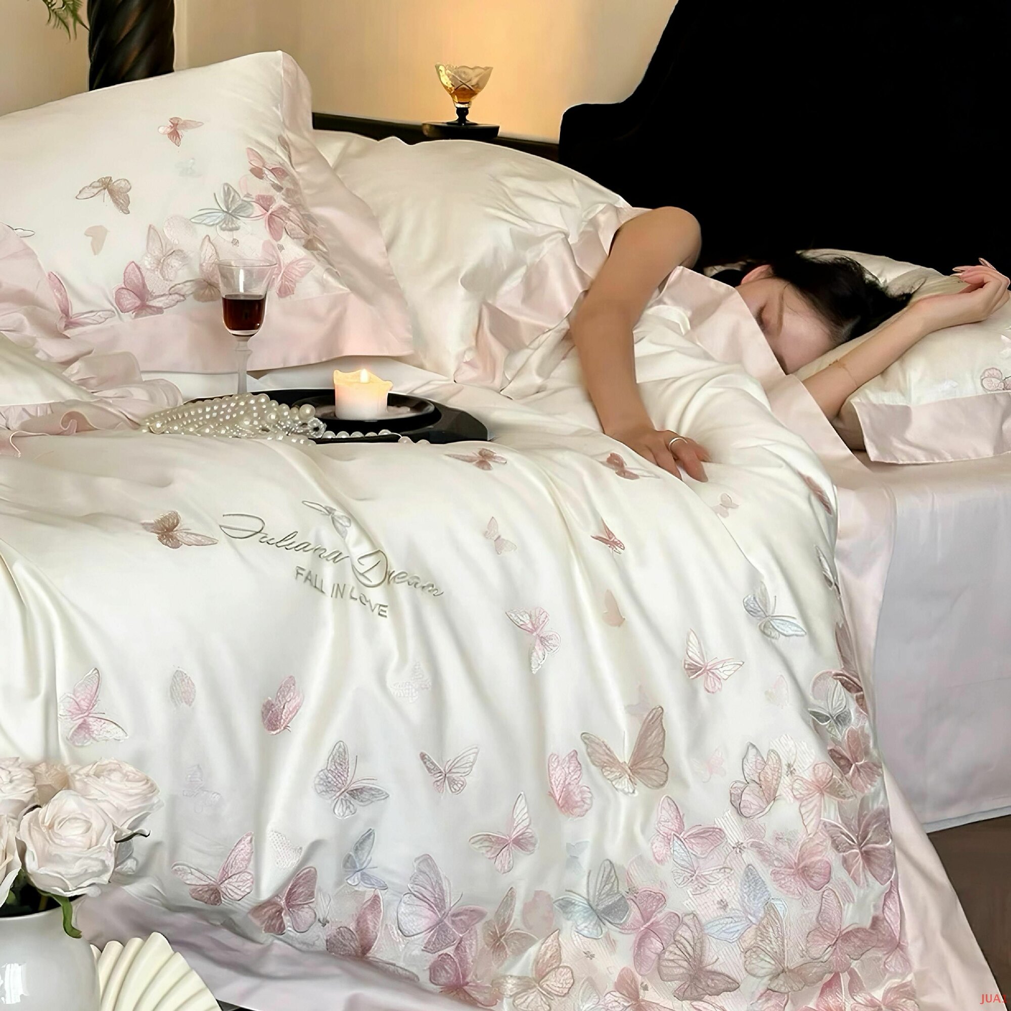 Пасторальная кровать-бабочка, комплект из четырех частей; 200*230 см; хлопчатобумажное постельное белье