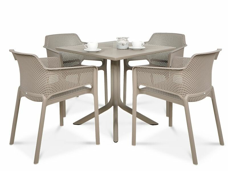 Комплект садовой мебели Clip Net, обеденный стол и 4 садовых кресла, Nardi, Италия