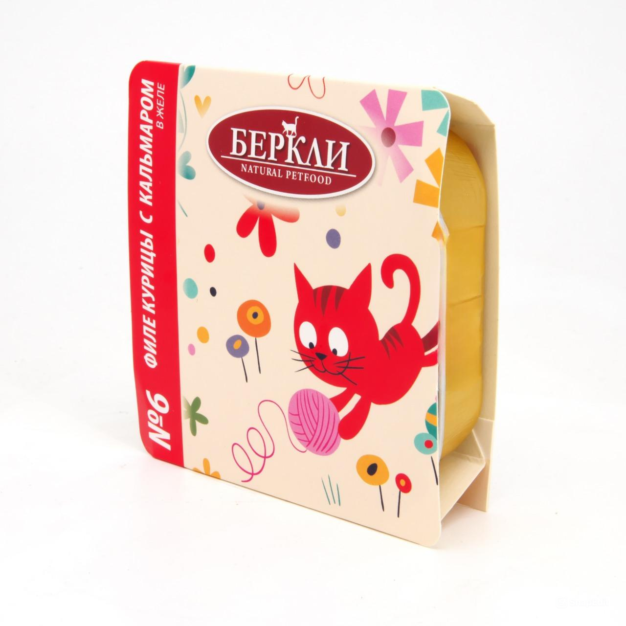Корм влажный Berkley №6 филе курица и кальмары в желе для кошек (100 г)