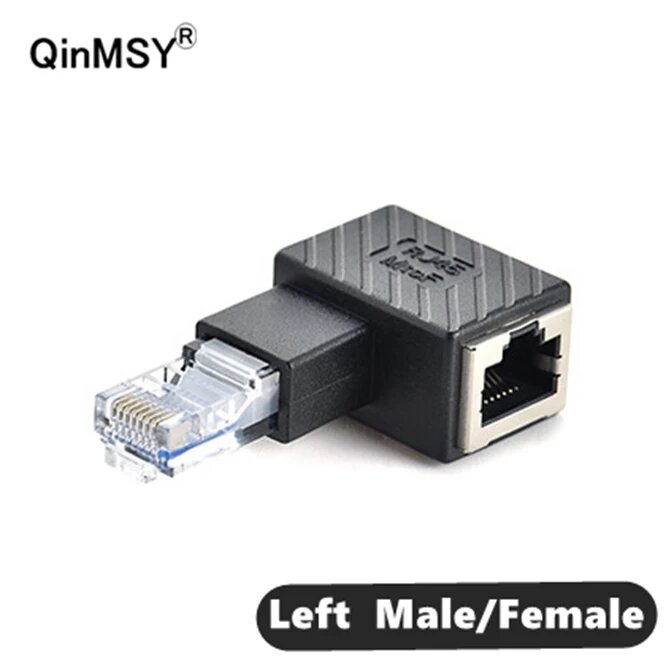 QinMSY 90-градусный RJ45 переходник Cat6a Male-Female Left