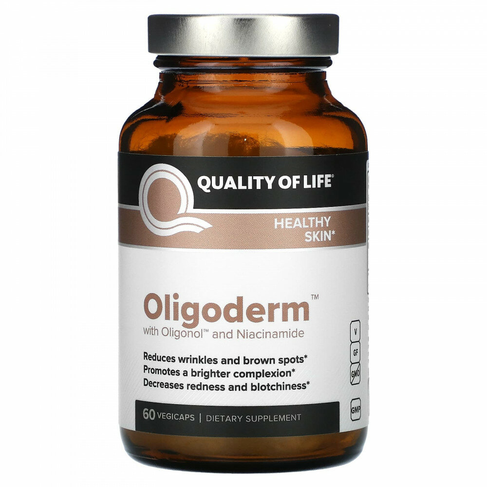 Quality of Life, Oligoderm™ с Oligonol™ и никотинамидом, 60 растительных капсул