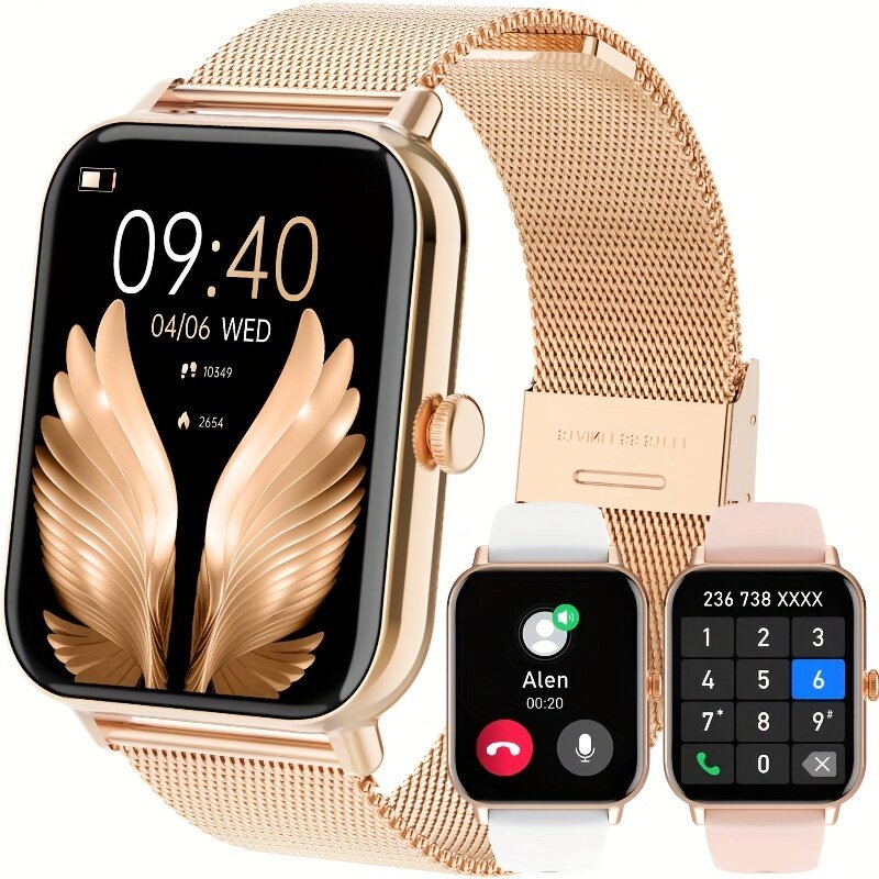 Smartwatches are suitable for iPhone and Android phones (answering/making calls), men's and women's watches, smartwatch fitness tracker watches, step count calorie counters (gold)