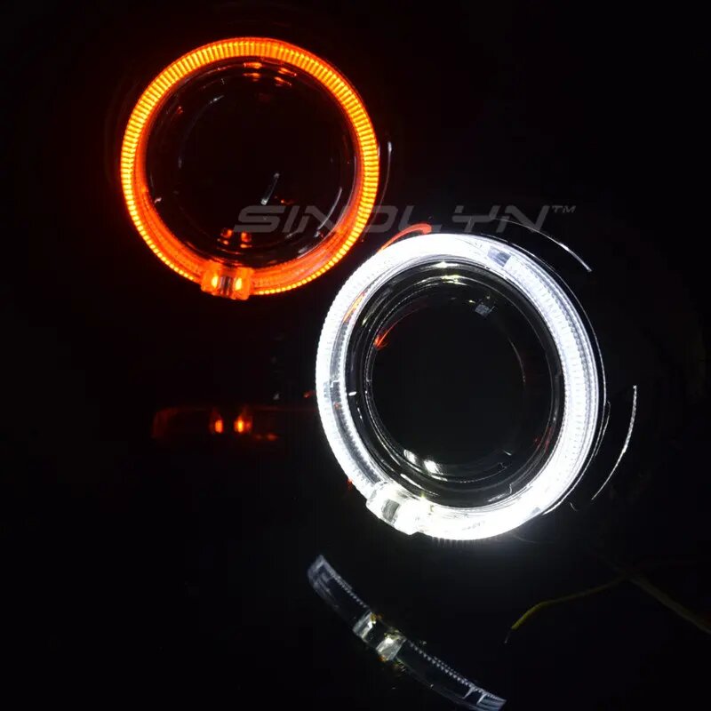 Sinolyn 3,0 дюймовые Биксеноновые линзы для фар H7 H4 ангельские глазки поворотный сигнал H1 HID проектор для тюнинга автомобиля White Yellow