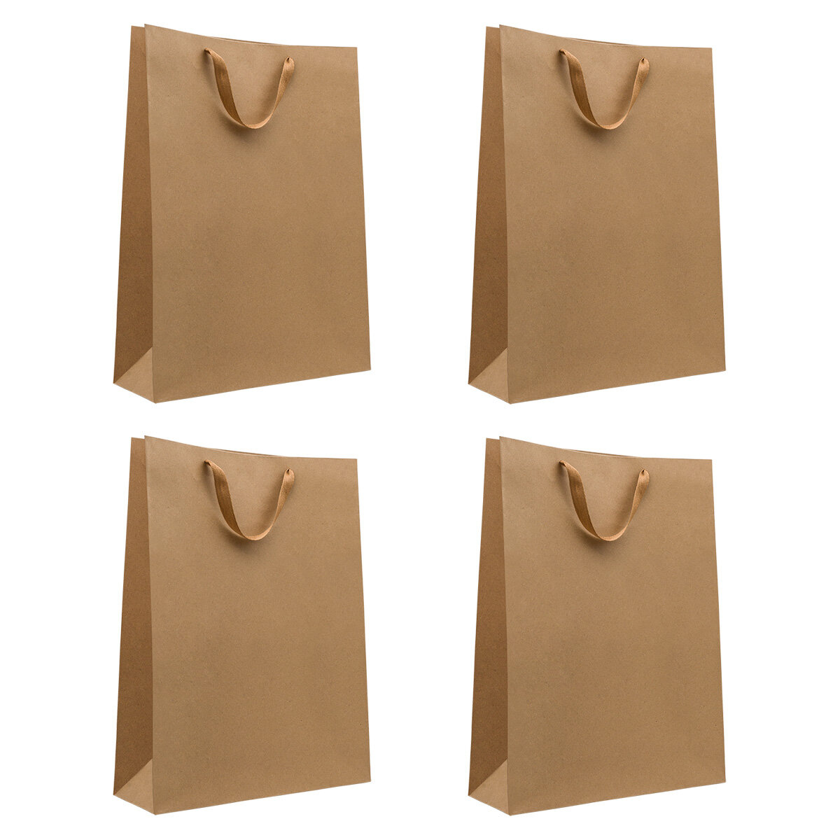 Пакет подарочный крафт с ручками, 38х50х12 см, набор 4 шт, Айрис
