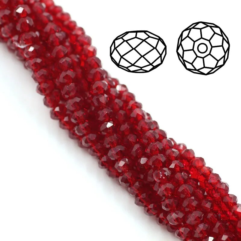 Бусины ZHUBI круглые граненые из чешского стекла 2-12 мм Красный, 6mm-85pcs, deep red