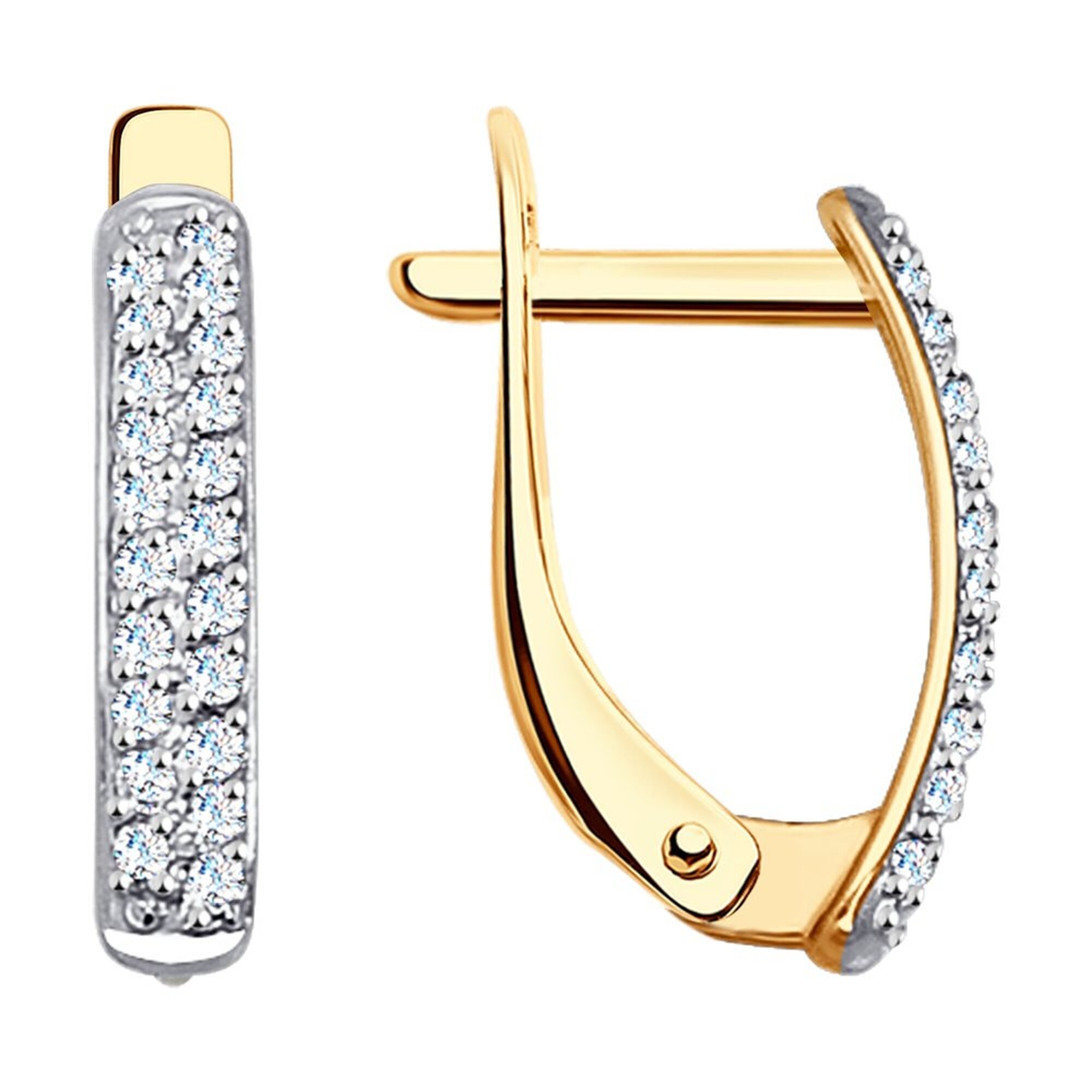 Серьги, красное золото, 585 проба, фианит