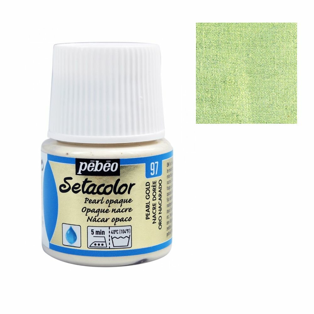 Pebeo Краска для темных и светлых тканей перламутровая Setacolor 45 мл, 097 под золото