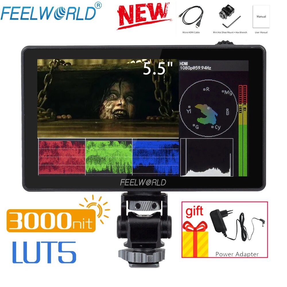 FEELWORLD LUT5 5,5 дюймов 3000nit монитор для камеры