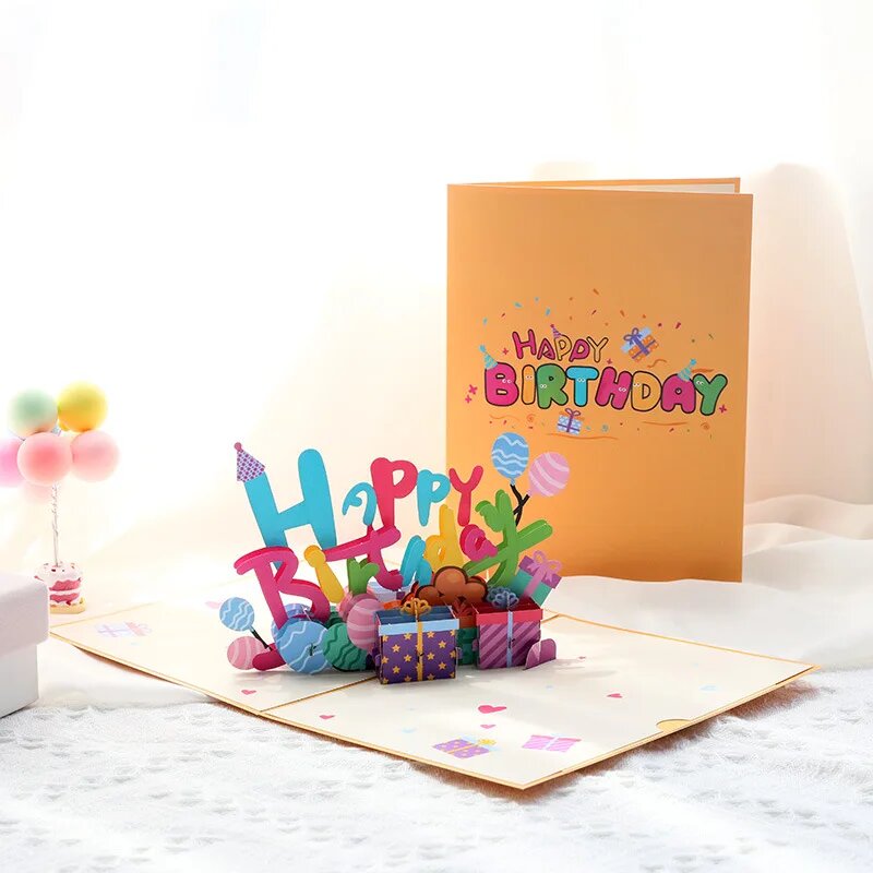 3D открытка Happy Birthday с сюрпризом, Cute