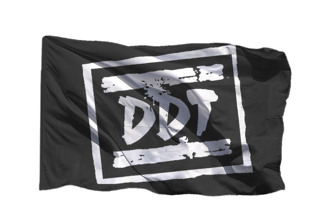 Флаг группы ДДТ чёрный на флажной сетке, 90х135 см - для флагштока