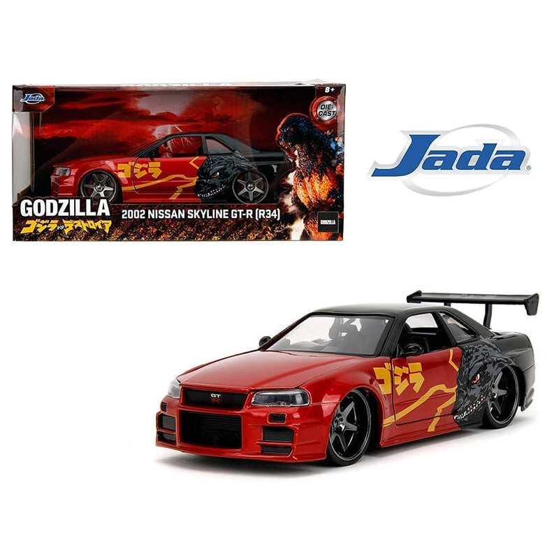 Машинка Jada Toys 1/24 Nissan Skyline GT-R R34 2002 Godzilla VS Destoroyah Mini Car YZ