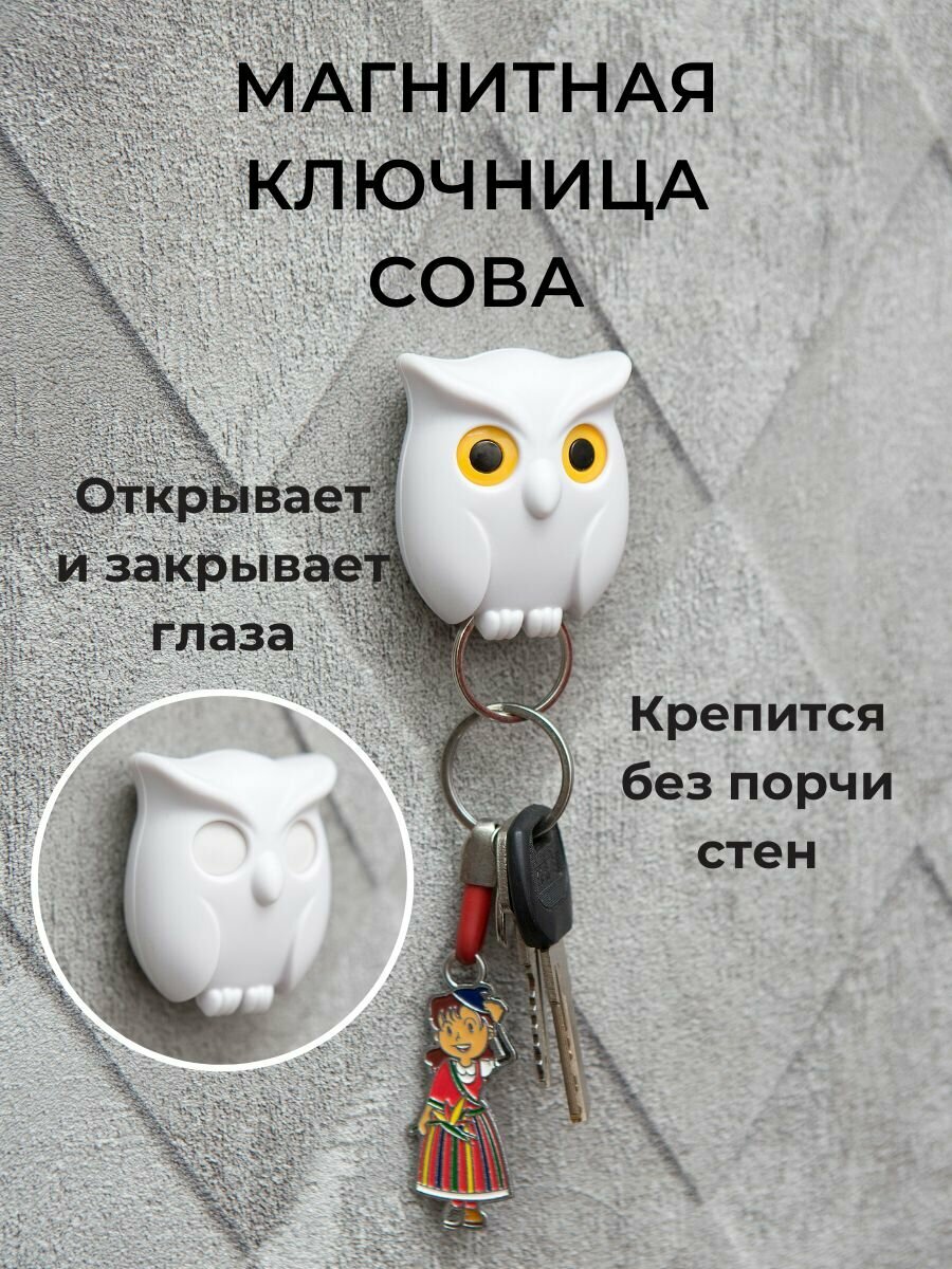 Ключница магнитная настенная сова в прихожую без сверления для дома