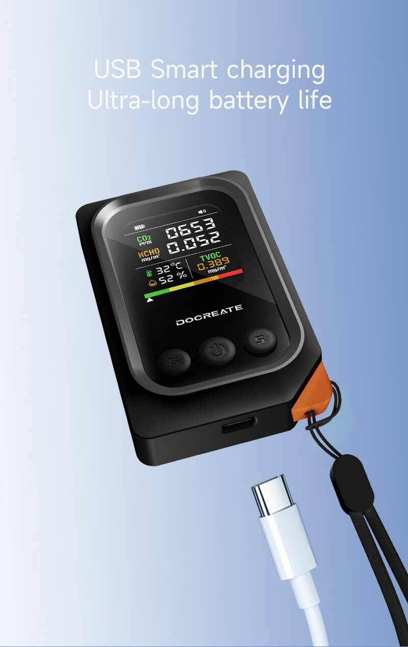 5 в 1 монитор формальдегида детектор углекислого газа домашний монитор качества воздуха