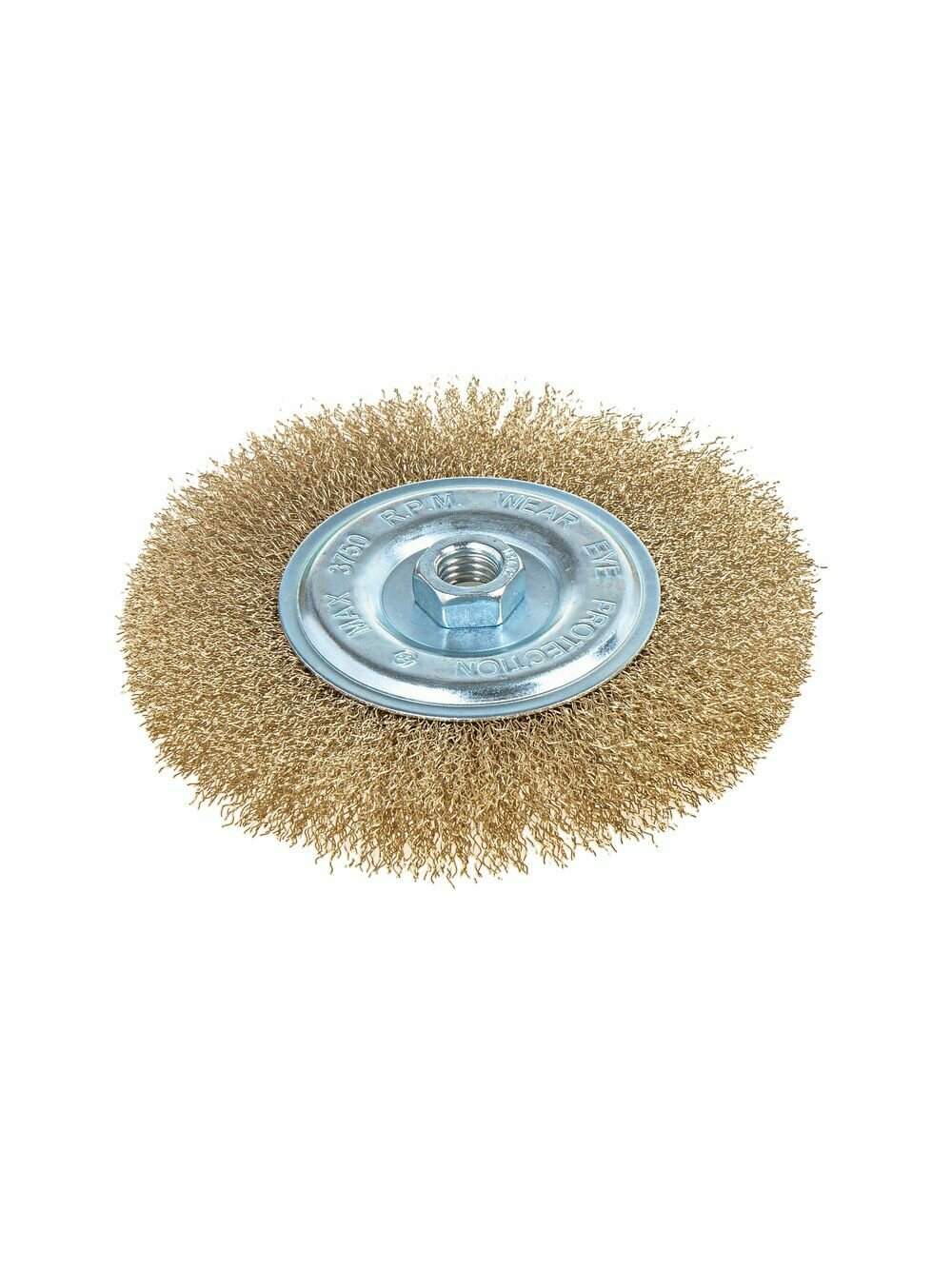 Щетка для УШМ плоская 150 мм, посадка M14, латунированная проволока d 0.3мм, 3750 об/мин ARNEZI R8043150