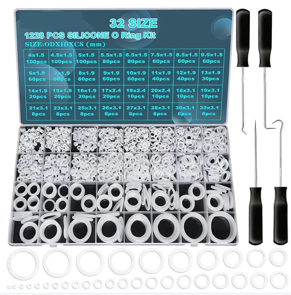 Прозрачные силиконовые уплотнительные кольца, набор 1228pcs Set