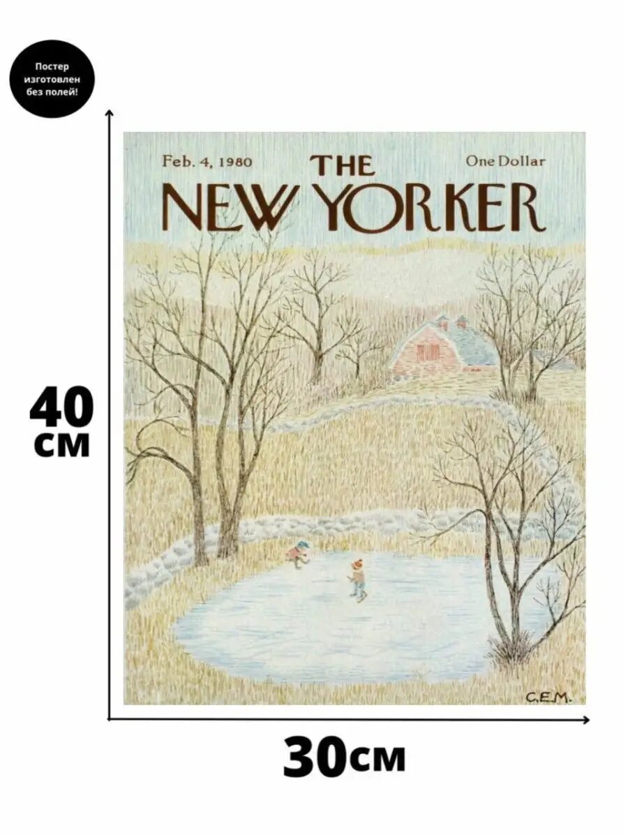 Постер New Yorker Нью Йоркер февраль, 30 x 40 см (без полей), бумага, без рамы