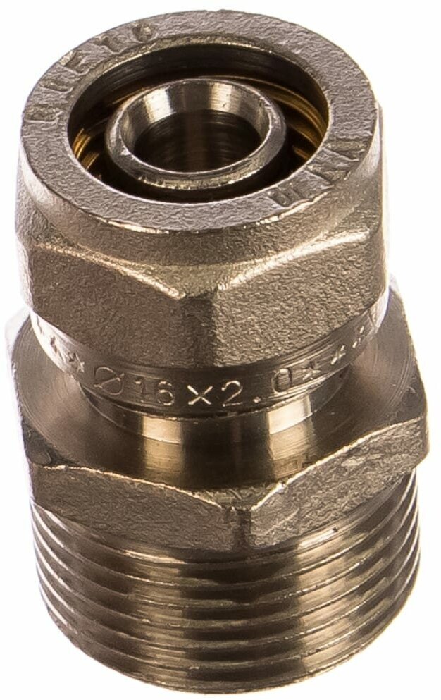 Обжимной соединитель с переходом на наружную резьбу 16х3/4 Valtec VTm.301. N.001605