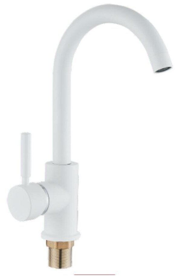 Смеситель на кухню Potato P40296-7 с высоким изливом, картридж 40 мм, крепление гайка, белый