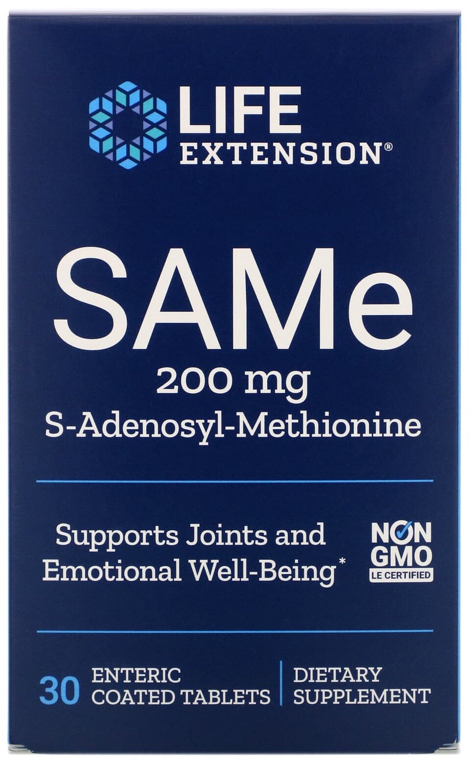 Life Extension SAMe S-Adenosyl-Methionine, 200 мг, 30 капсул