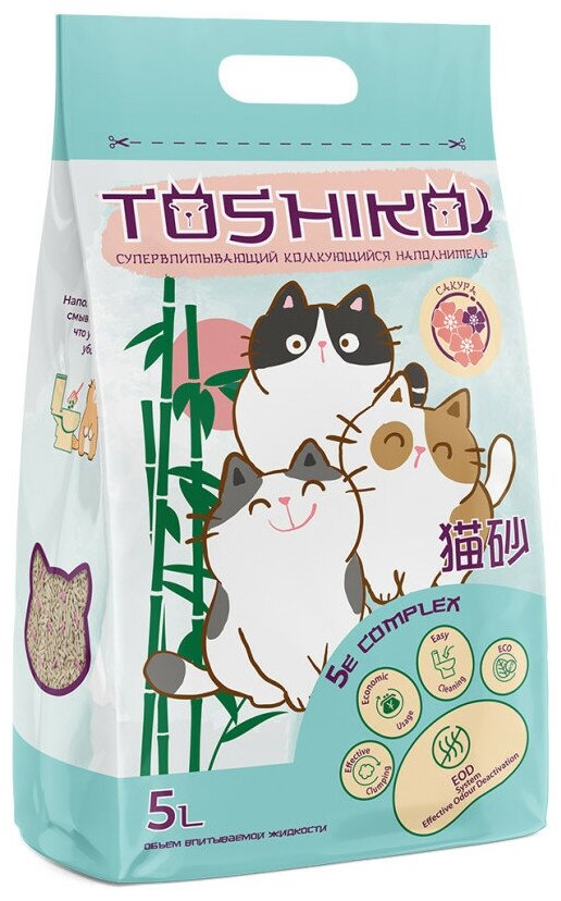 Toshiko Сакура наполнитель комкующийся древесный - 1,9 кг (5 л)