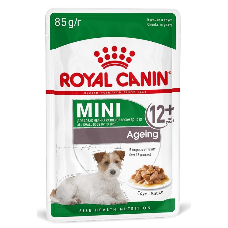 Royal Canin Mini Ageing 12+ / Влажный корм (Паучи) Роял Канин Мини Эйджинг для Пожилых собак Мелких пород весом до 10 кг старше 12 лет (Цена за упаковку) фас. 85г х 28шт