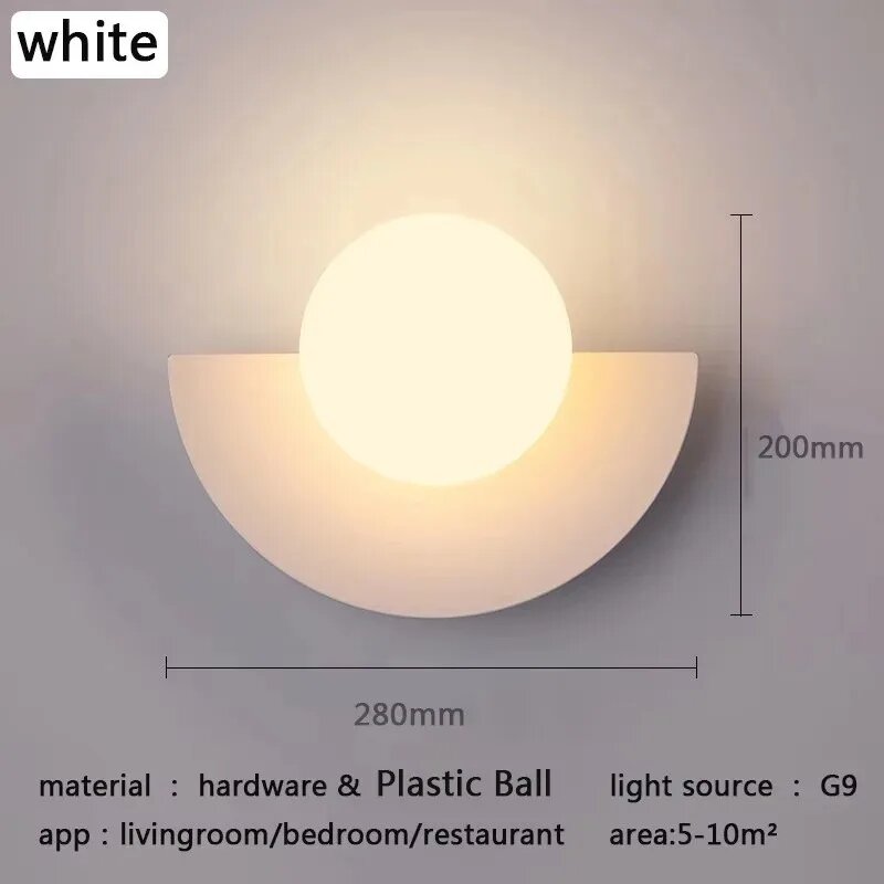Настенный светильник LED из ABS-пластика 90-260В Белый, Warm light, White