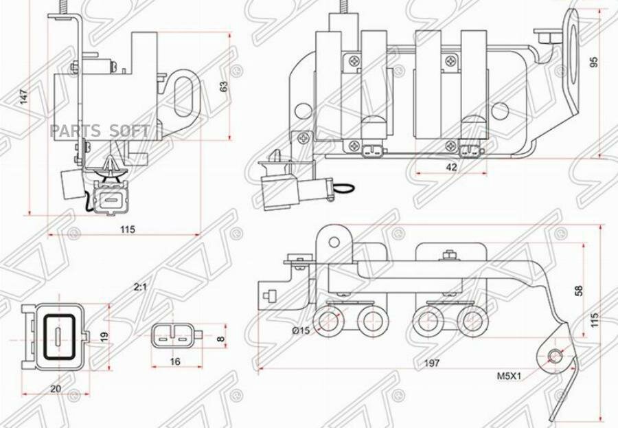 Катушка зажигания Kia Rio 00-05 / Spectra 00-11 A5D; GA6D; S6D (Модуль) SAT ST-0K30E1810X | цена за 1 шт