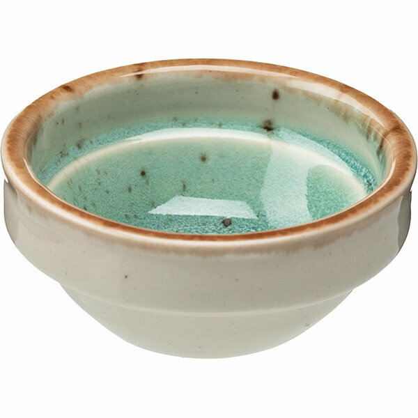 Соусник "Эрбосо Реативо", фарфор, 30мл, D-60, H-25мм, бирюз, бежев.