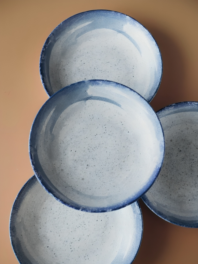 Набор тарелок глубокие 2 штуки Harena диаметр 24 см 400 мл, фарфор, белый, синий, Bonna