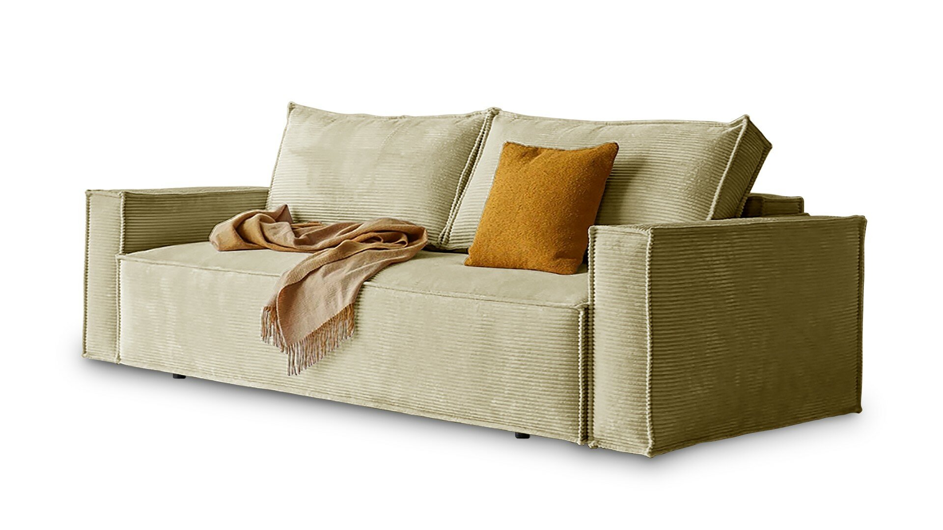 Диван прямой диван-кровать Саймон 3 Cream кремовый еврокнижка 240*94*80 см вельвет