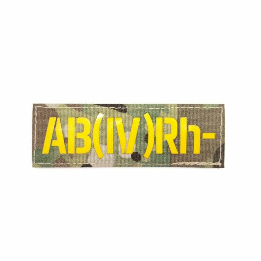 Нашивка , патч (шеврон) 10,5*3,5 см Группа крови 4- MC/Желтый отражающий, П180