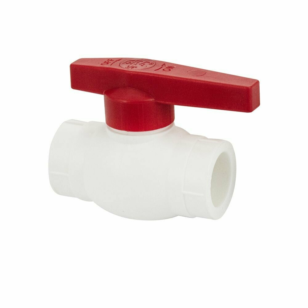 Кран шаровый MAK 4744 белый 25 мм ПП ручка-бабочка полипропиленовый под пайку