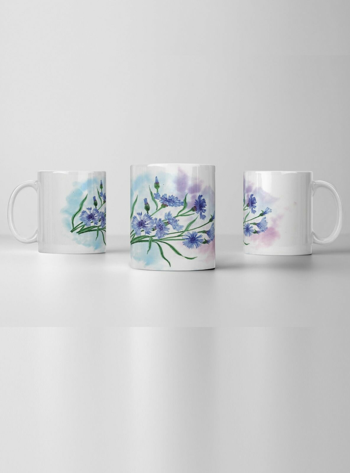 Кружка cooperative.moscow " Василёк цветок " (кружка с Васильком , Василек , кружка с цветком, кружка Васильки , подарок с любовью, кружка с цветами, цветы, цветок) , 330 мл, 1 шт