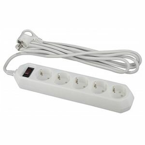 Фильтр сетевой 5-мест 5м ПВС 3*0,75 белый выкл ЭРА