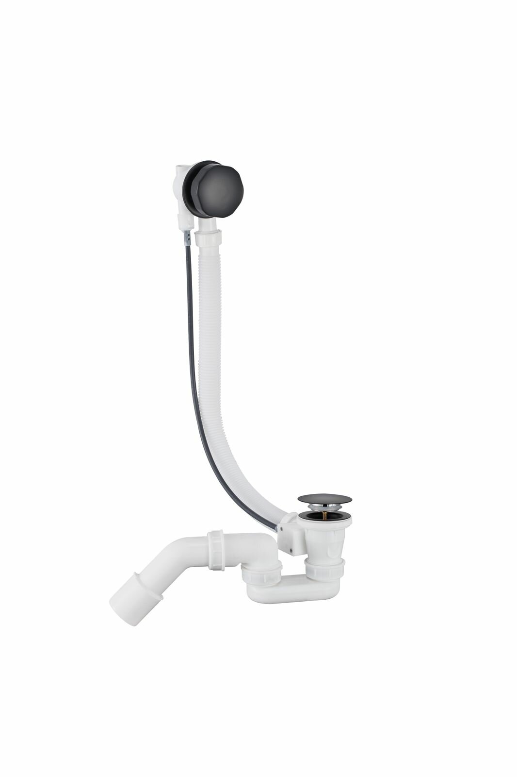 Полуавтоматический слив-перелив для ванны Grocenberg, латунь, черный матовый