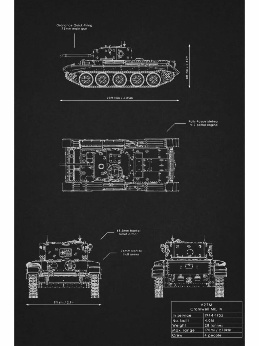Постер "Blueprints. Битанский танк MK VIII Кромвель A27M"