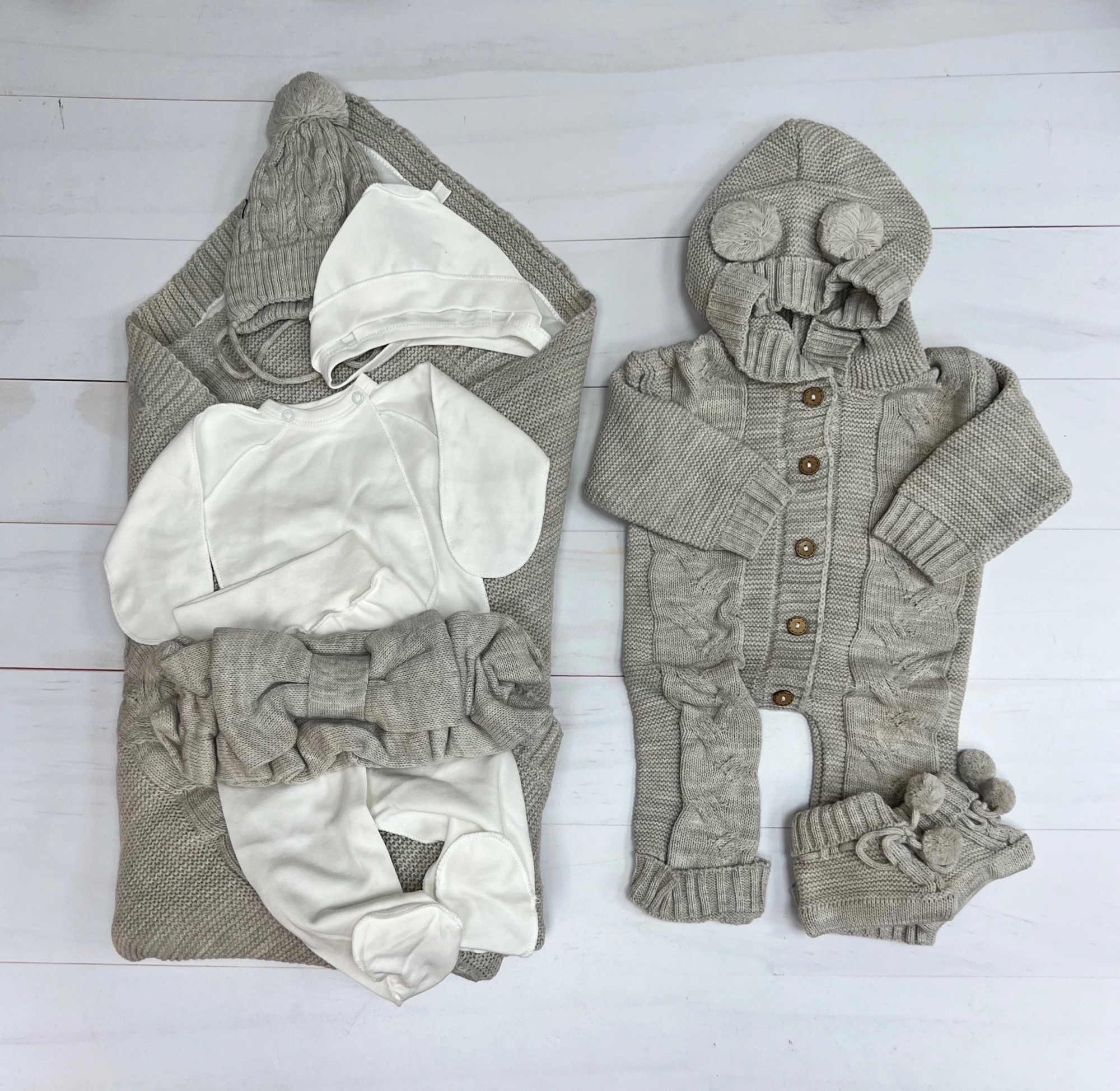 Конверт для новорожденного на выписку в роддом весна осень 5 предметов серый